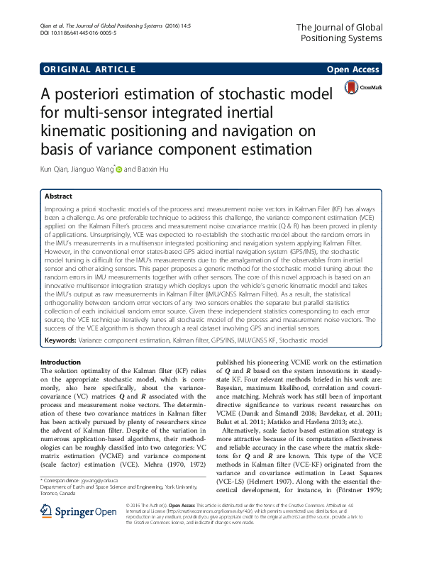 Pdf A Posteriori Estimation Of Stochastic Model For Multi Sensor