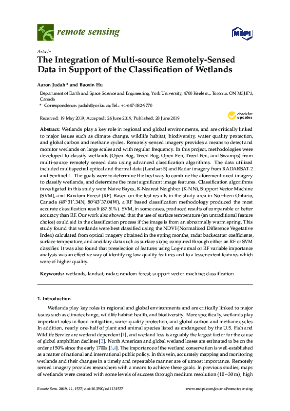 (PDF) The Integration of Multi-source Remotely-Sensed Data in Support of the Classification of ...