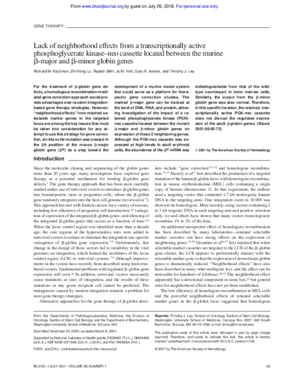 (PDF) Lack of neighborhood effects from a transcriptionally active ...