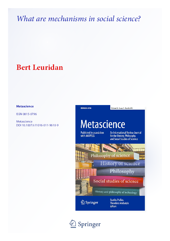 (PDF) What are mechanisms in social science?