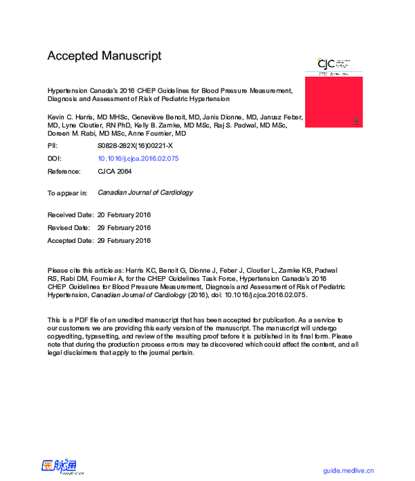 (PDF) Hypertension Canada’s 2016 CHEP Guidelines for Blood Pressure ...