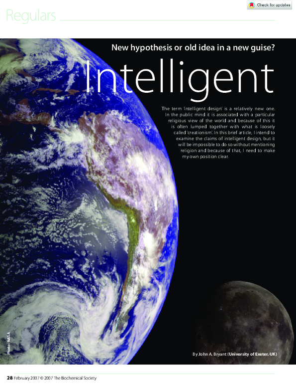 (PDF) Intelligent design theory: New hypothesis or old idea in a new guise?