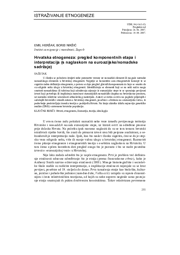(PDF) Croatian Ethnogenesis: A Review of Component Stages and ...