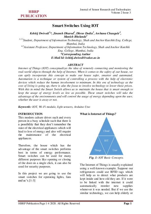 (PDF) Smart Switches Using IOT