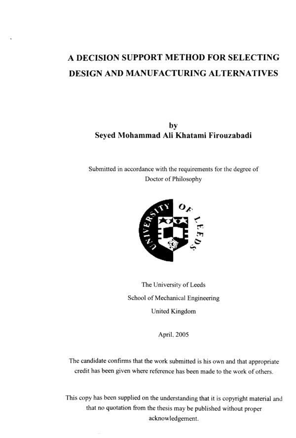 (PDF) A decision support method for selecting design and manufacturing ...