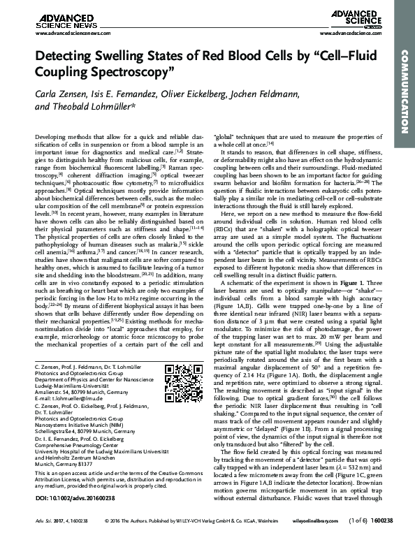 (PDF) Detecting Swelling States of Red Blood Cells by "Cell-Fluid ...