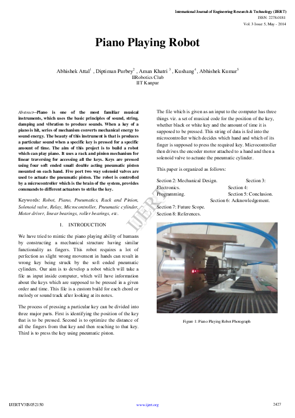 (PDF) Piano Playing Robot