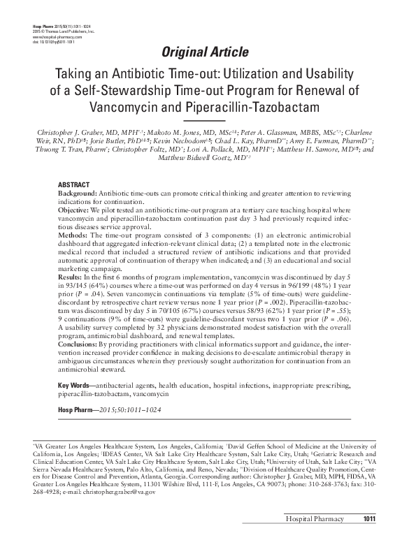 (PDF) Taking an Antibiotic Time-out: Utilization and Usability of a ...