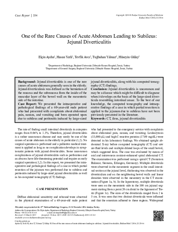 (PDF) One of the Rare Causes of Acute Abdomen Leading to Subileus ...