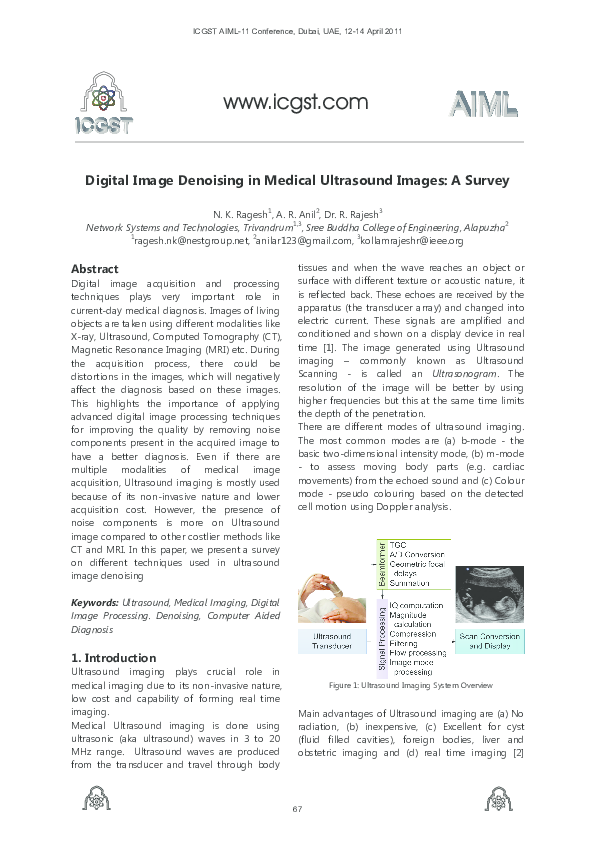 (PDF) Digital Image Denoising in Medical Ultrasound images: A Survey