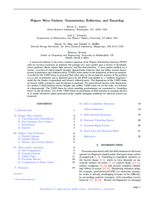 (PDF) Wigner wave packets: Transmission, reflection, and tunneling