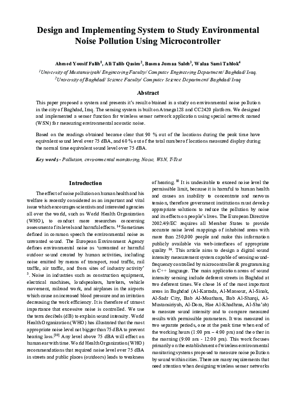 (PDF) Design and Implementing System to Study Environmental Noise ...