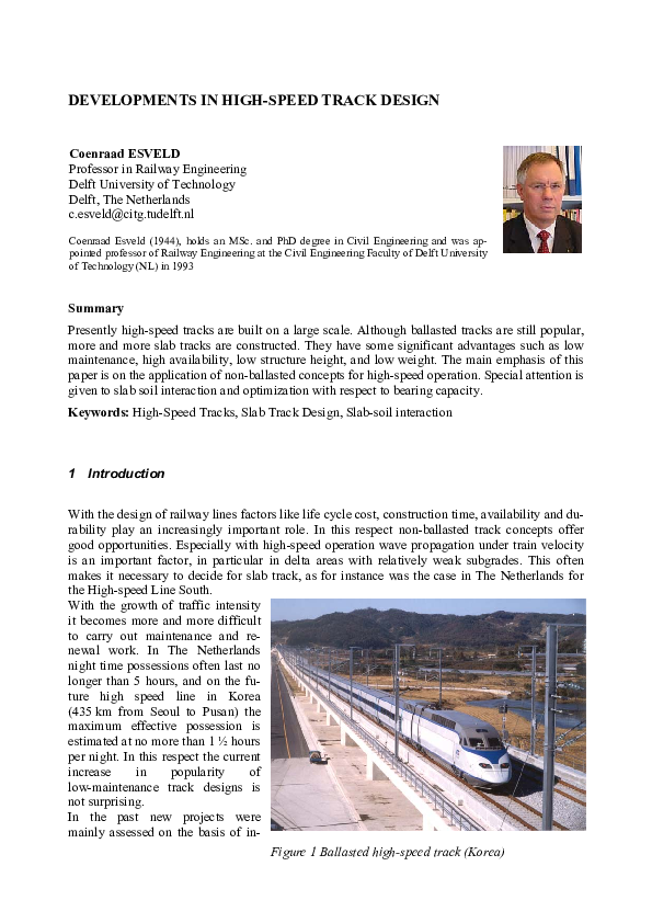 (PDF) Developments in high-speed track design