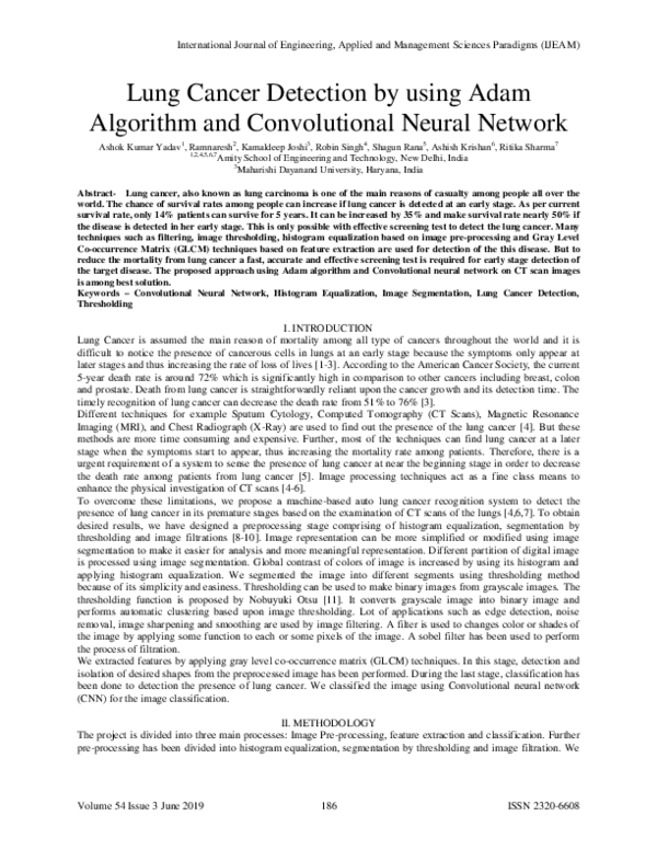 (PDF) Lung Cancer Detection by using Adam Algorithm and Convolutional ...