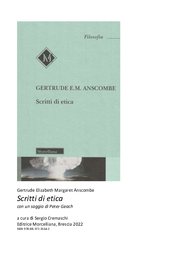 (PDF) GEM Anscombe, Scritti di etica con un saggio di Peter Geach, a ...