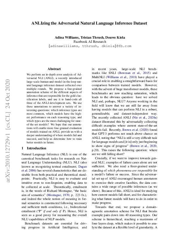 (PDF) ANLIzing the Adversarial Natural Language Inference Dataset