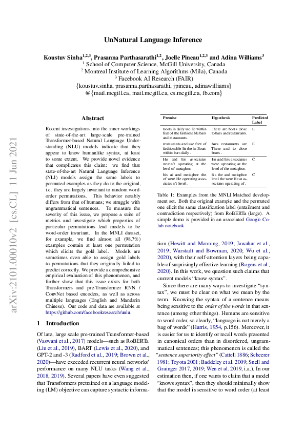 (PDF) Unnatural Language Inference