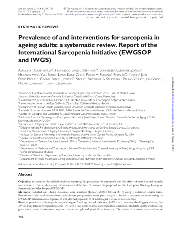 (PDF) Prevalence of and interventions for sarcopenia in ageing adults: a systematic review ...
