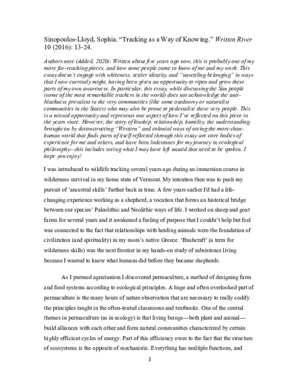 (PDF) Tracking as a Way of Knowing