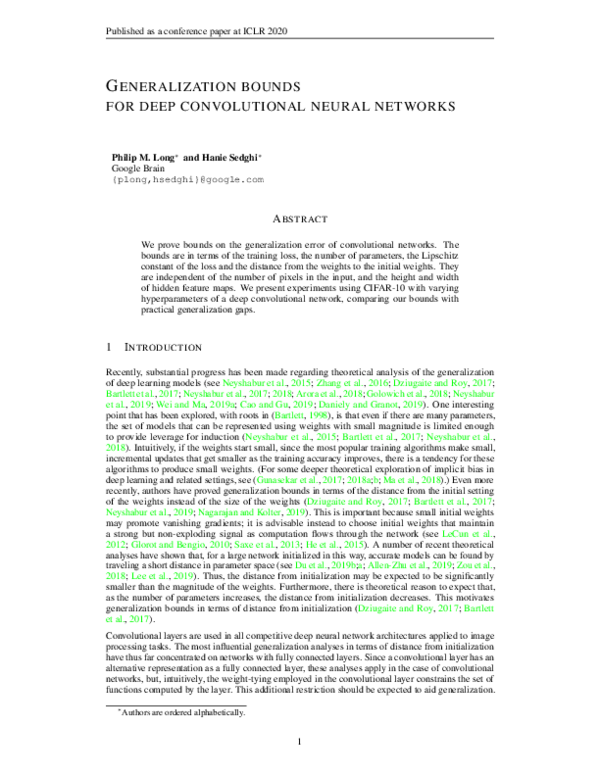 (PDF) Generalization bounds for deep convolutional neural networks