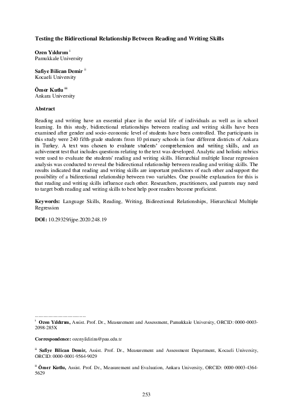 (PDF) Testing the Bidirectional Relationship Between Reading and ...