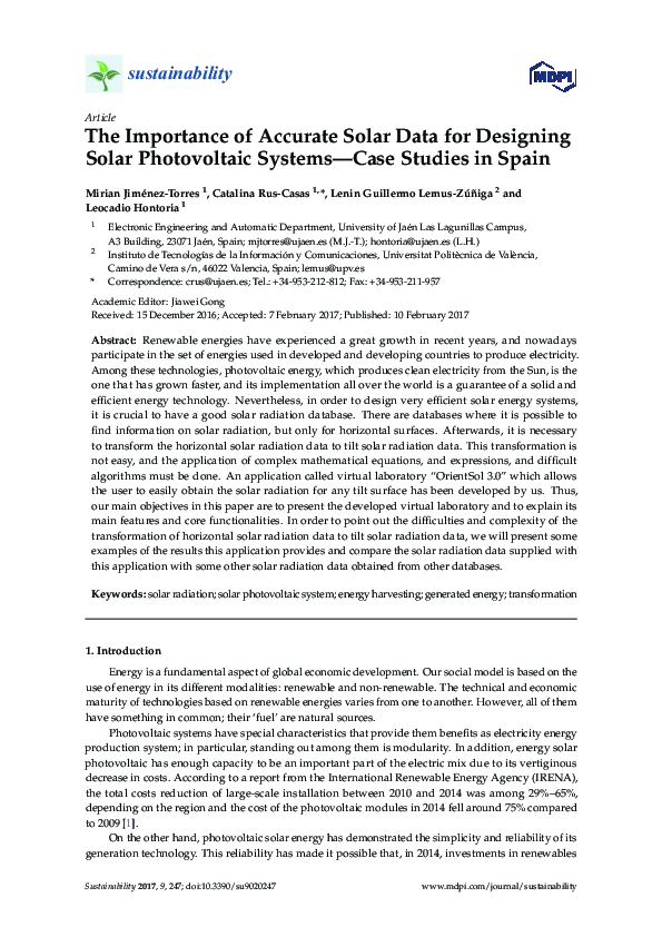 (PDF) The Importance of Accurate Solar Data for Designing Solar ...