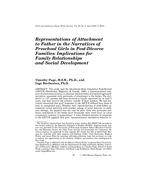 (PDF) Representations of Attachment to Father in the Narratives of ...