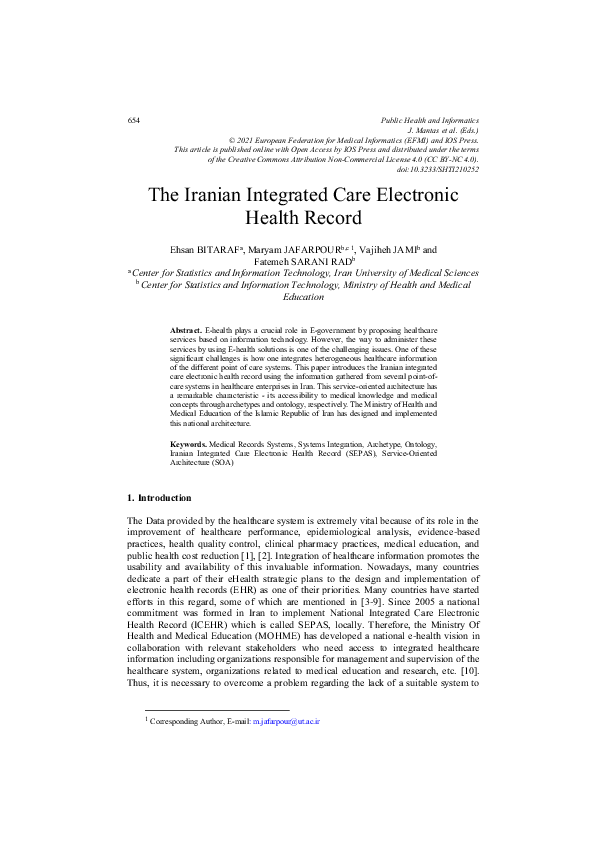 (PDF) The Iranian Integrated Care Electronic Health Record