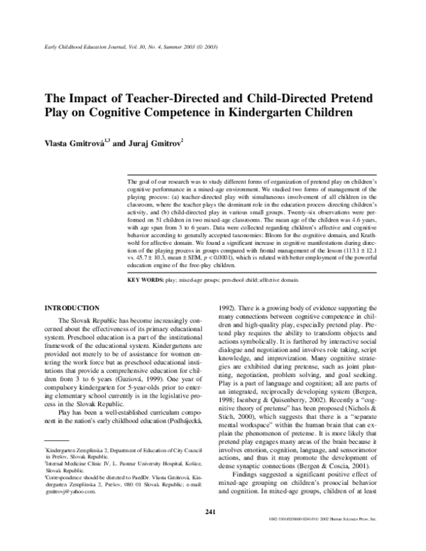 (PDF) The Impact of Teacher-Directed and Child-Directed Pretend Play on ...