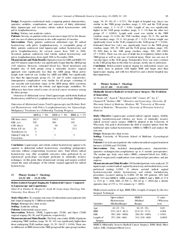 (PDF) Robot-Assisted Surgical Staging for Endometrial Cancer Compared ...