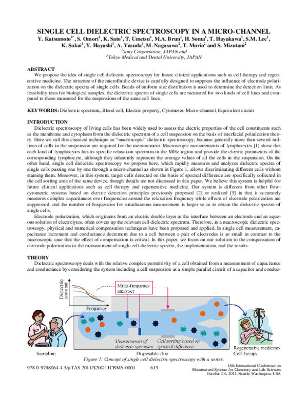 (PDF) Single Cell Dielectric Spectroscopy in a Micro-Channel