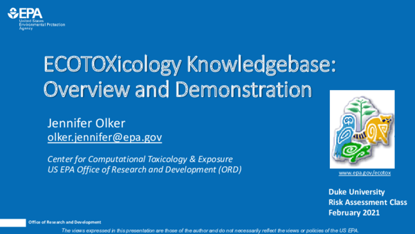 (PDF) ECOTOX Knowledgebase: Overview and demonstration