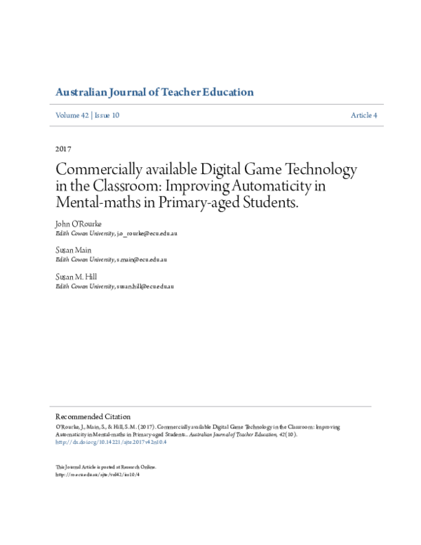 (PDF) Technology in the Classroom: Improving Automaticity in Mental ...