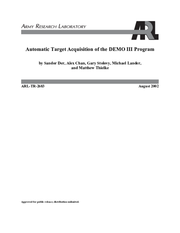 (PDF) Automatic Target Acquisition of the DEMO III Program