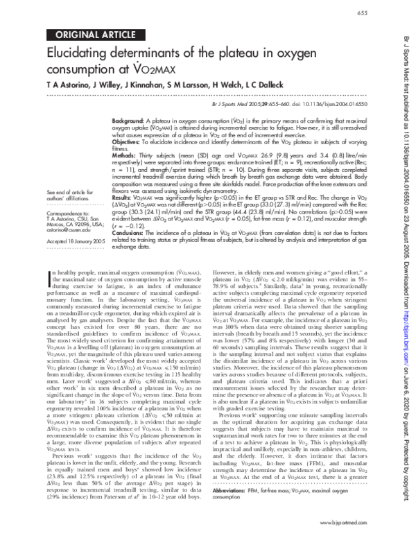 (PDF) Elucidating determinants of the plateau in oxygen consumption at ...