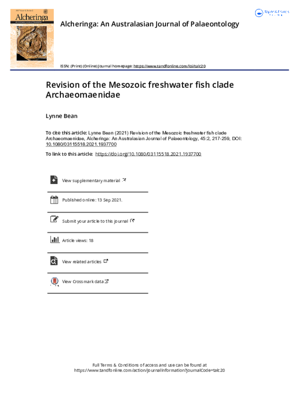 (PDF) Revision of the Mesozoic freshwater fish clade Archaeomaenidae
