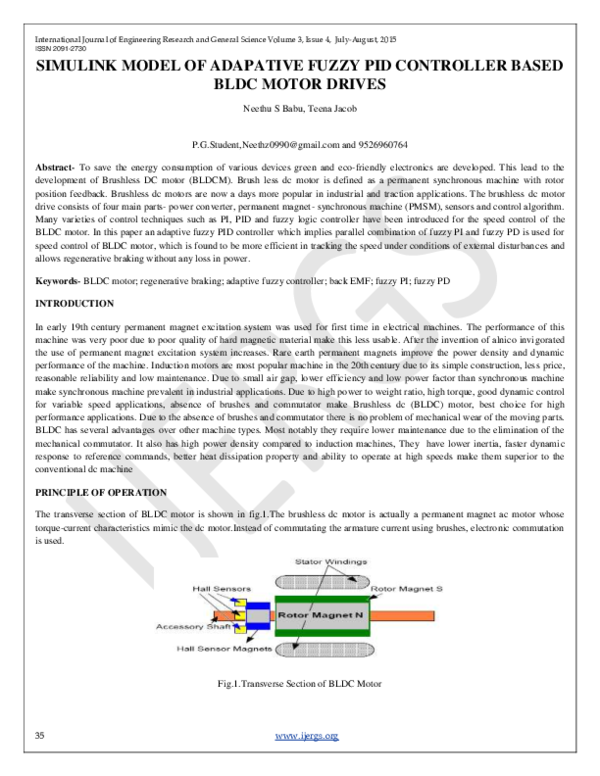 (PDF) Simulink Model of Adapative Fuzzy Pid Controller Based BLDC Motor ...