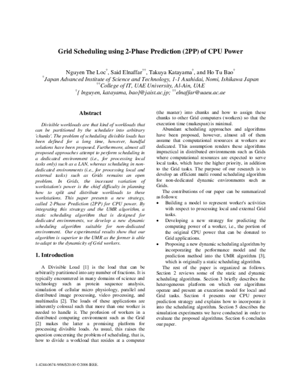 (PDF) Grid Scheduling using 2-Phase Prediction (2PP) of CPU Power