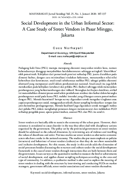 (PDF) Social Development in the Urban Informal Sector: A Case Study of ...
