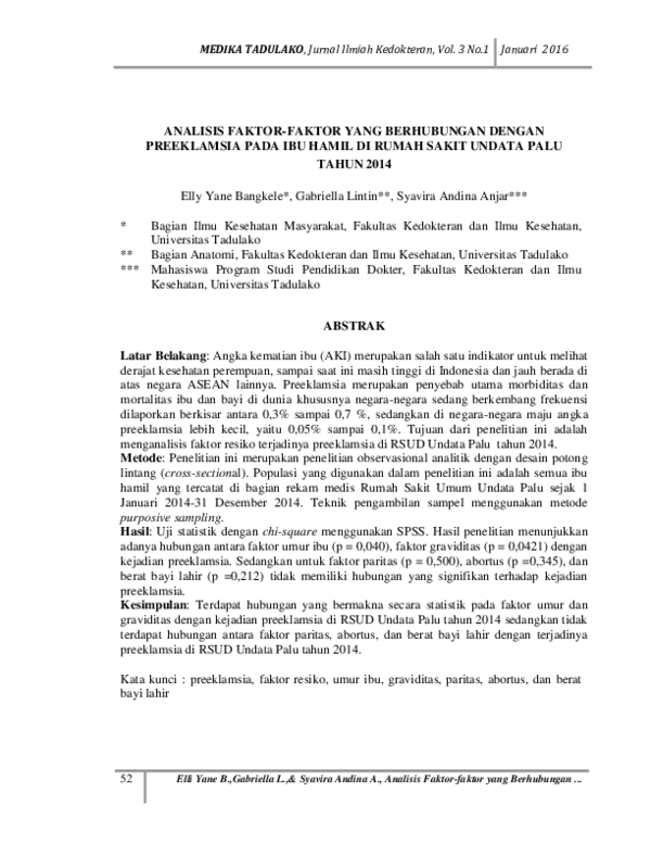 (PDF) Analisis Faktor-Faktor Yang Berhubungan Dengan Preeklamsia Pada Ibu Hamil DI Rumah Sakit ...