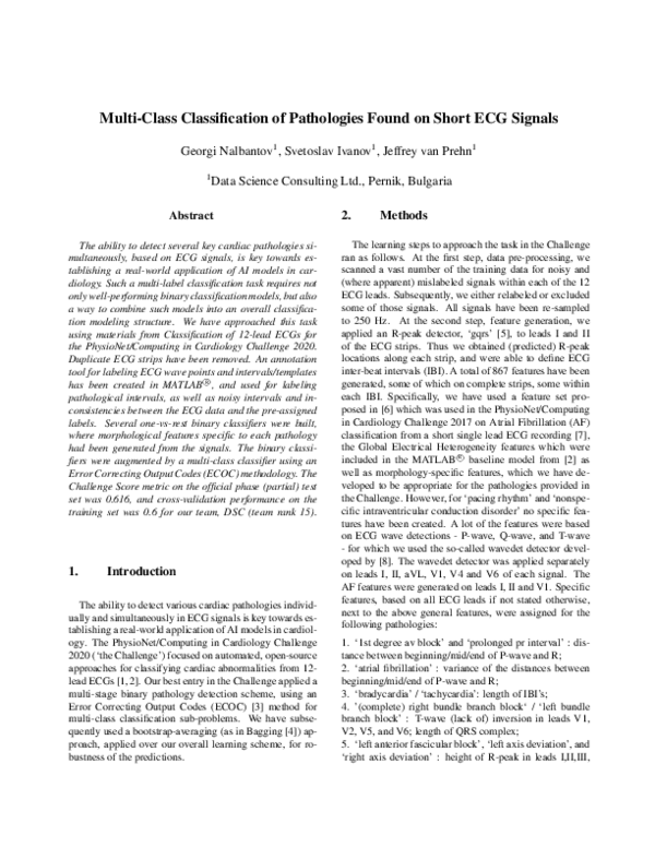 (PDF) Multi-Class Classification of Pathologies Found on Short ECG ...