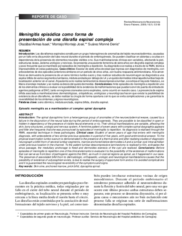 (PDF) Meningitis episódica como forma de presentación de una disrafia ...
