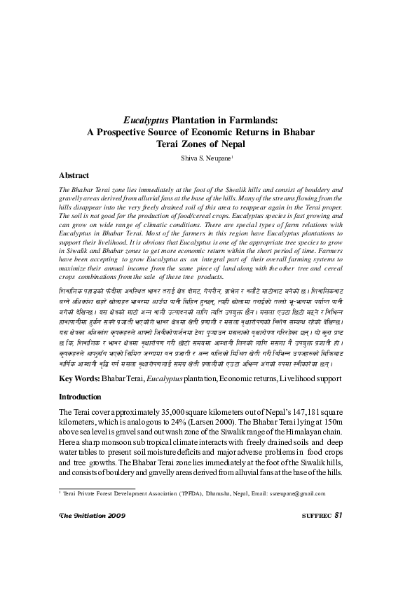 (PDF) Eucalyptus Plantation in Farmlands: A Prospective Source of ...