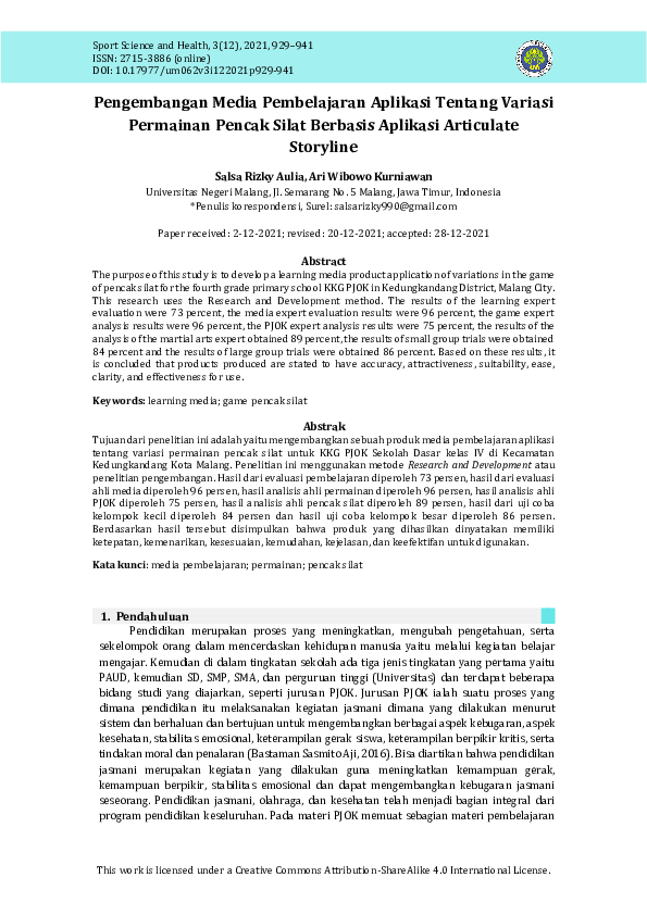 (PDF) Pengembangan Media Pembelajaran Aplikasi Tentang Variasi Permainan Pencak Silat Berbasis ...