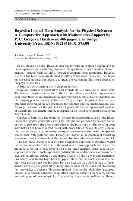 (PDF) Bayesian Logical Data Analysis for the Physical Sciences: A Comparative Approach with ...