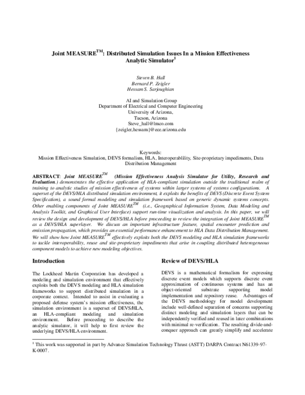 (PDF) Joint MEASURE: Distributed simulation issues in a mission ...