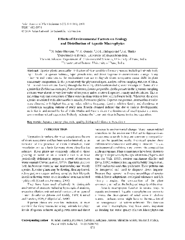 Pdf Effects Of Environmental Factors On Ecology And Distribution Of
