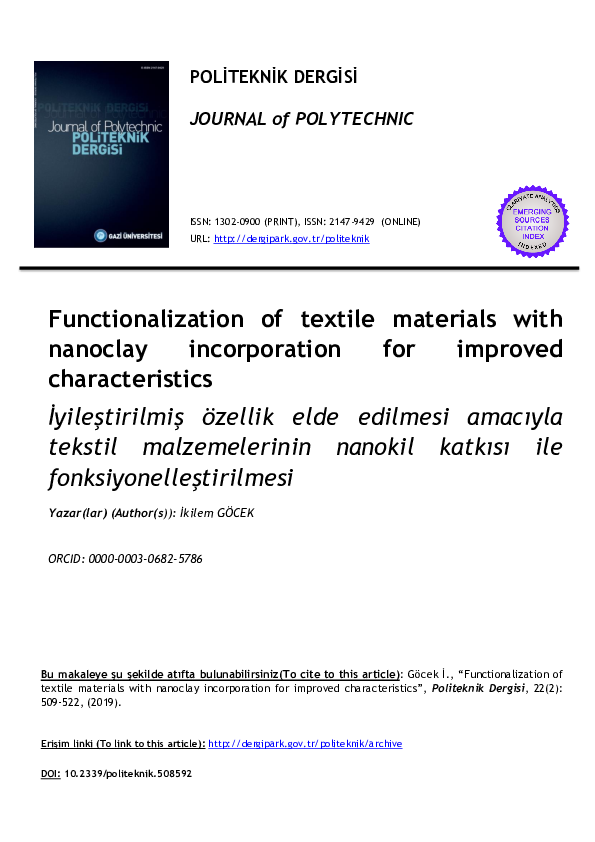 (PDF) Functionalization of Textile Materials with Nanoclay ...