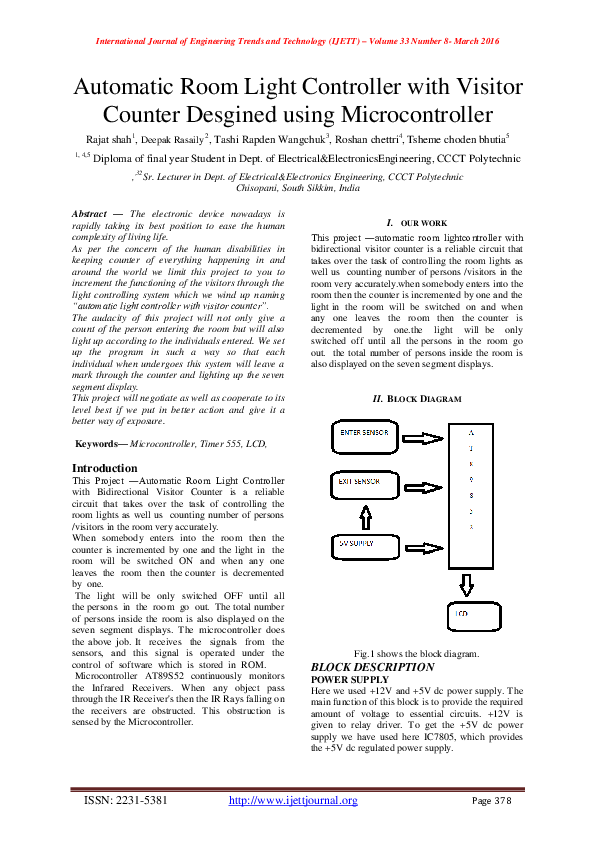 (PDF) Automatic Room Light Controller with Visitor Counter Desgined using Microcontroller ...
