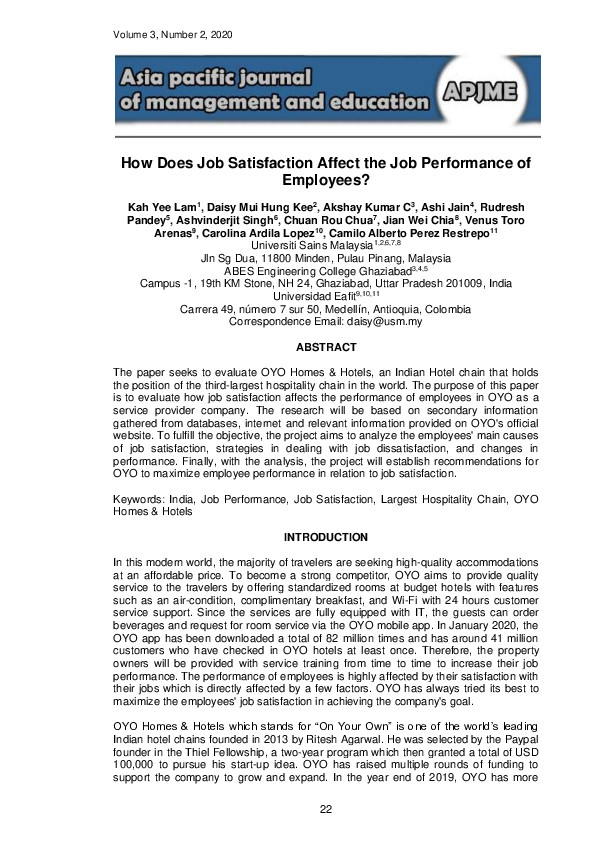 (PDF) How does Job Satisfaction Affect the Job Performance of Employees?